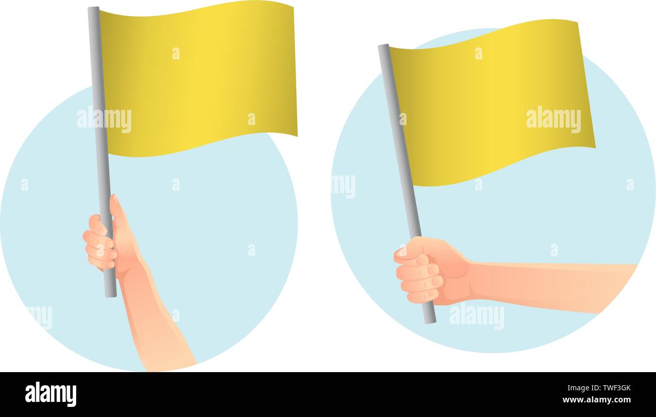 Yellow flag in hand. Vector illustration of yellow flag Stock Vector ...
