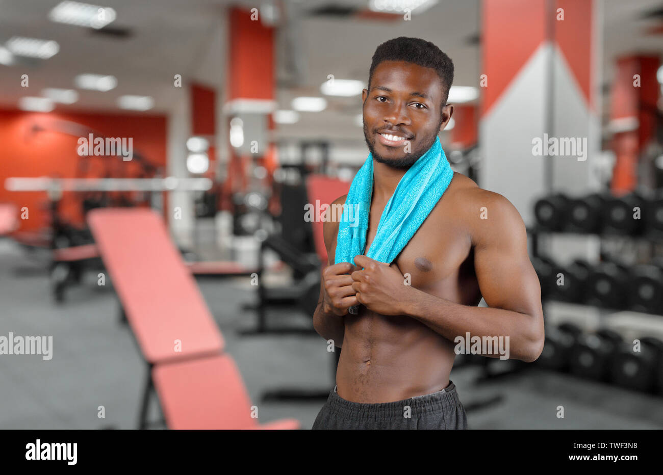 African american man inside gym Stock Photo - Alamy