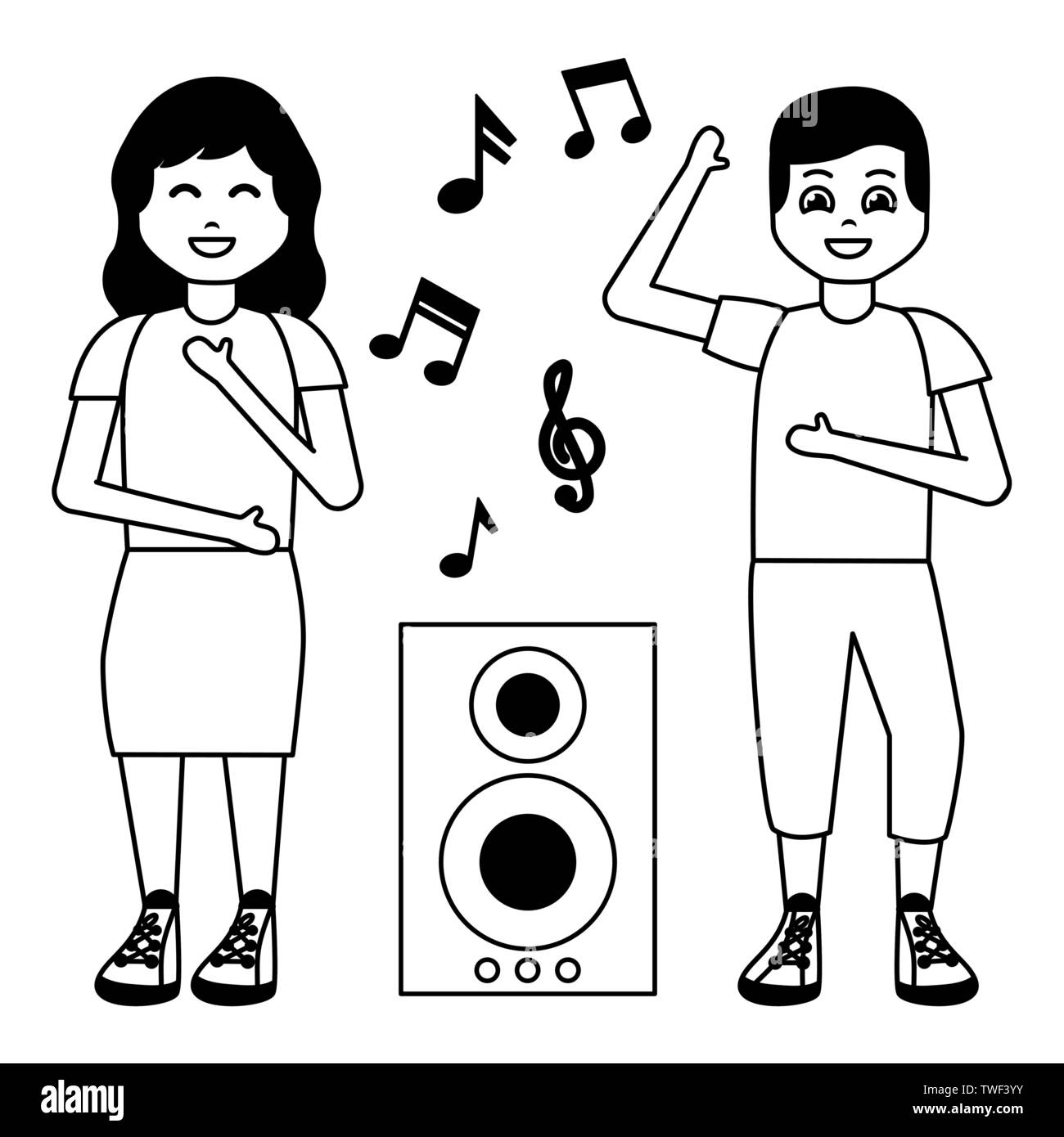 people listening music Stock Vector Image & Art - Alamy