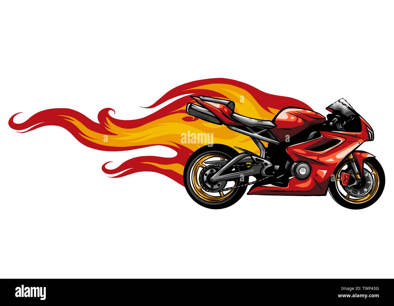 Fiery Sports Motorbike Racer Variation vector illustration Stock Vector ...