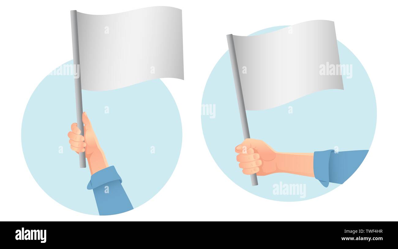 White flag in hand. illustration of white flag Stock Photo - Alamy