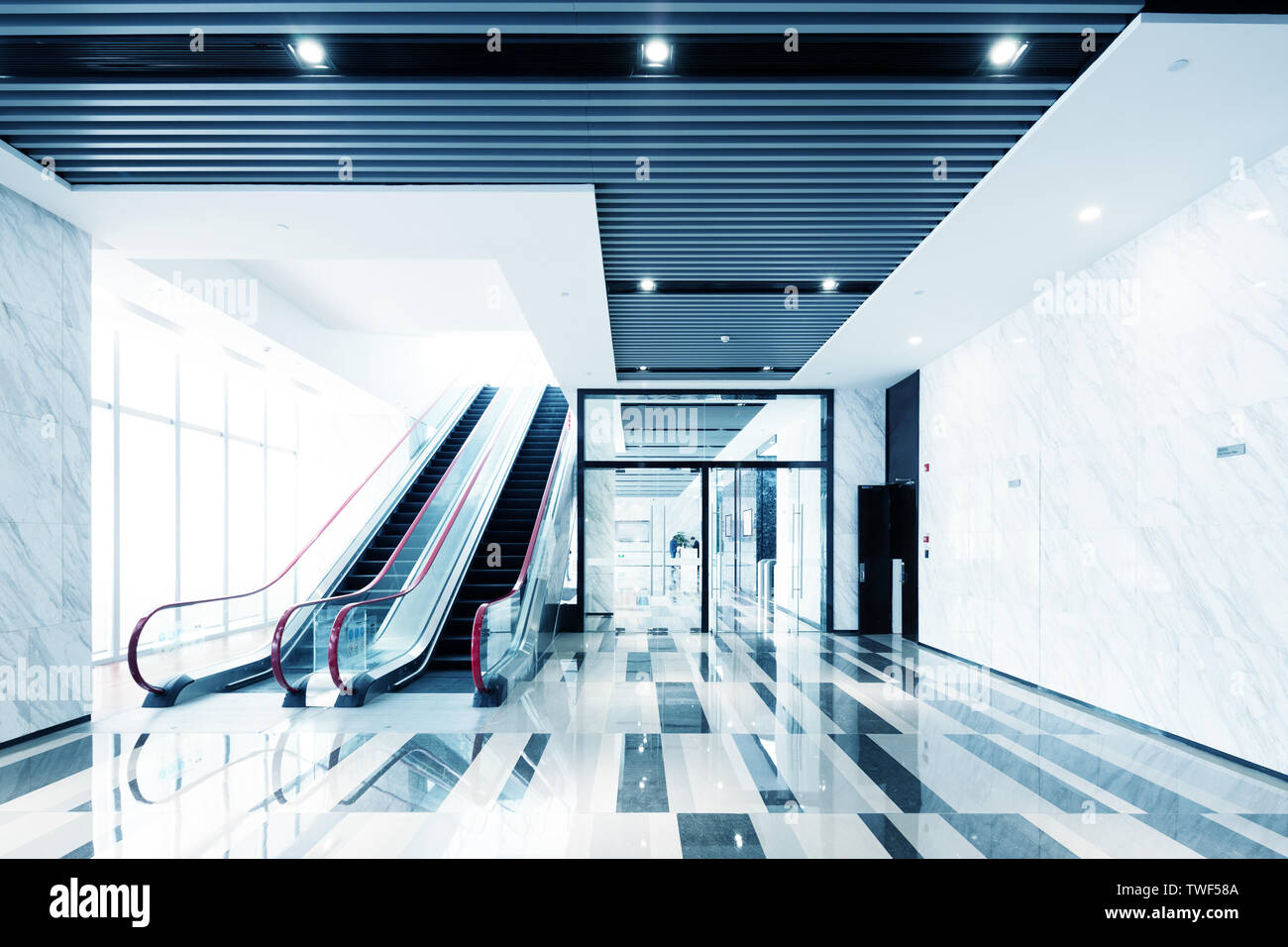 Perspective view of commercial glass inside hi-res stock photography ...