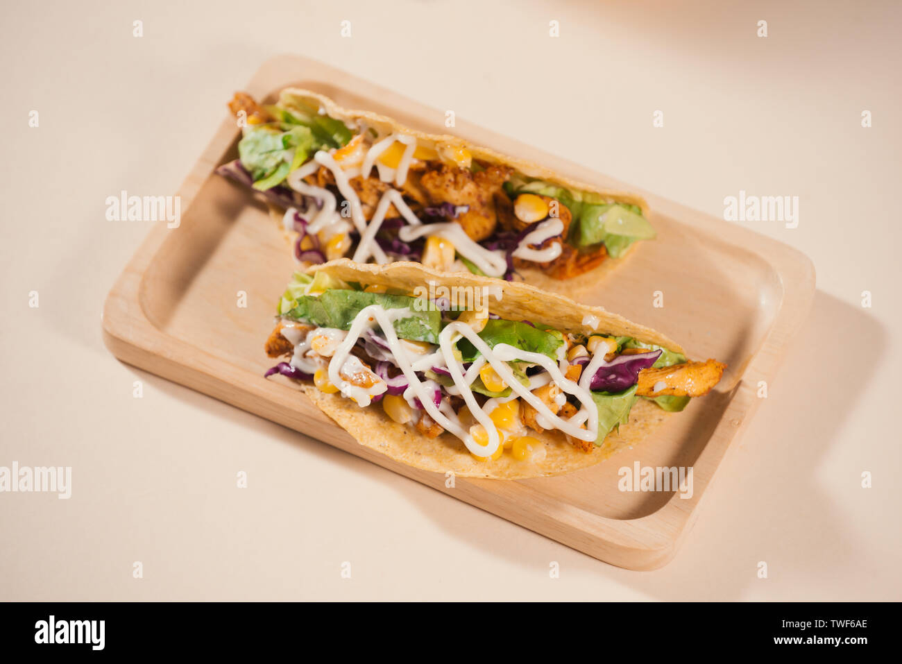 Traditional mexican taco with meat and vegetables. Latin american food ...