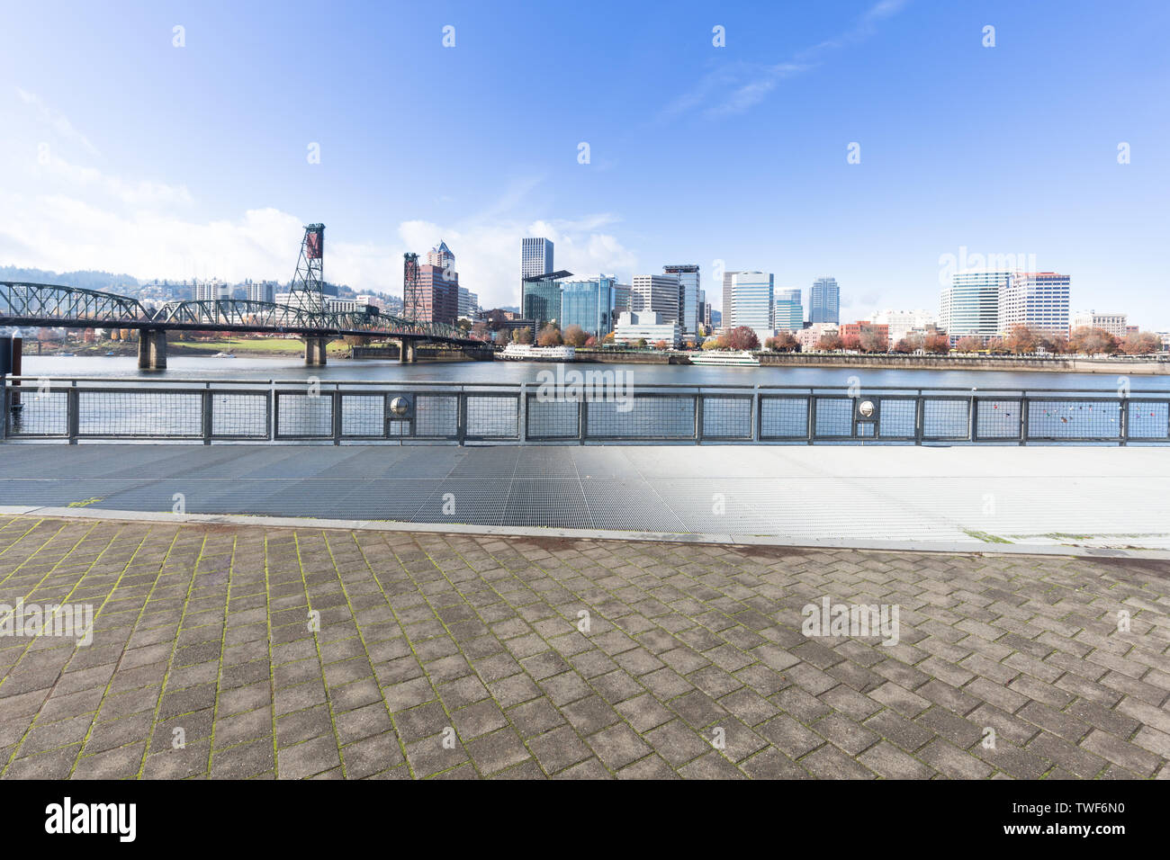 empty floor with cityscape and skyline in portland Stock Photo - Alamy
