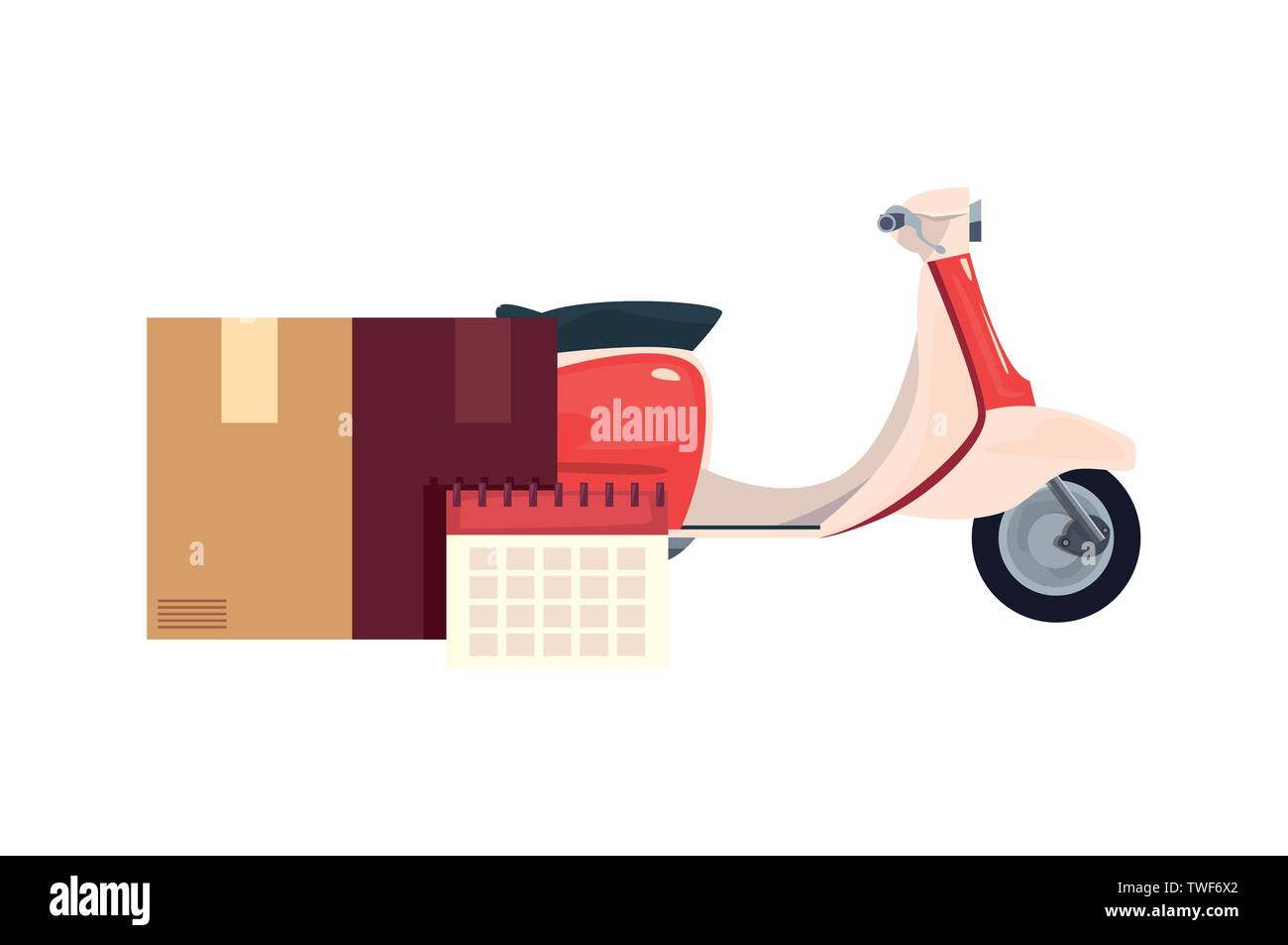 motorcycle cardboard boxes calendar fast delivery logistic vector ...