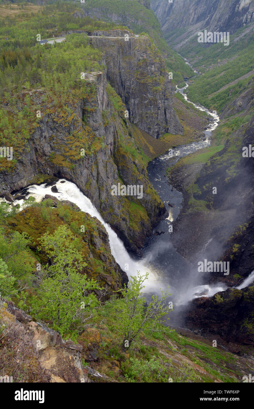 voringfossen waterfalls in hardanger eidfjord view from the top a big ...