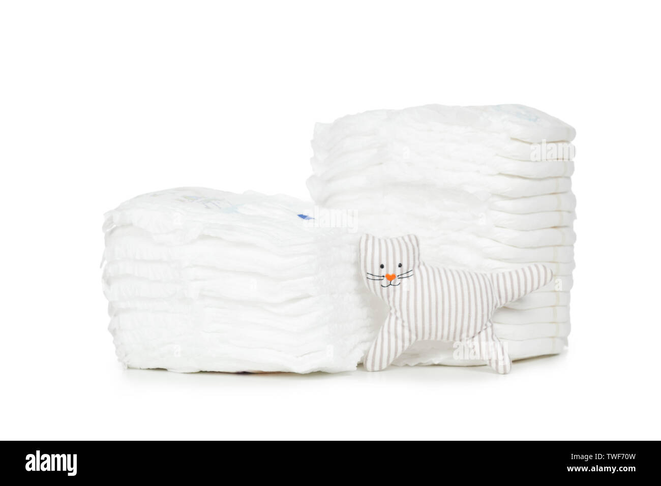 Stack of diapers isolated on white background Stock Photo - Alamy