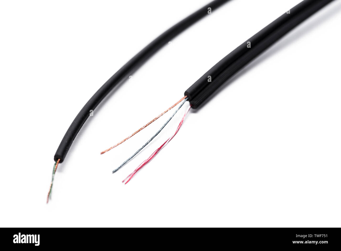 black wire isolated on a white background Stock Photo - Alamy