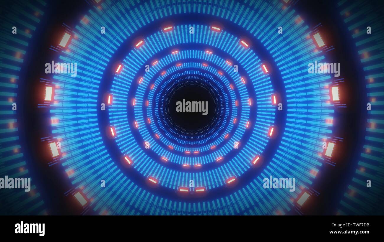 round shape with red lights and blue atmosphere Stock Photo - Alamy
