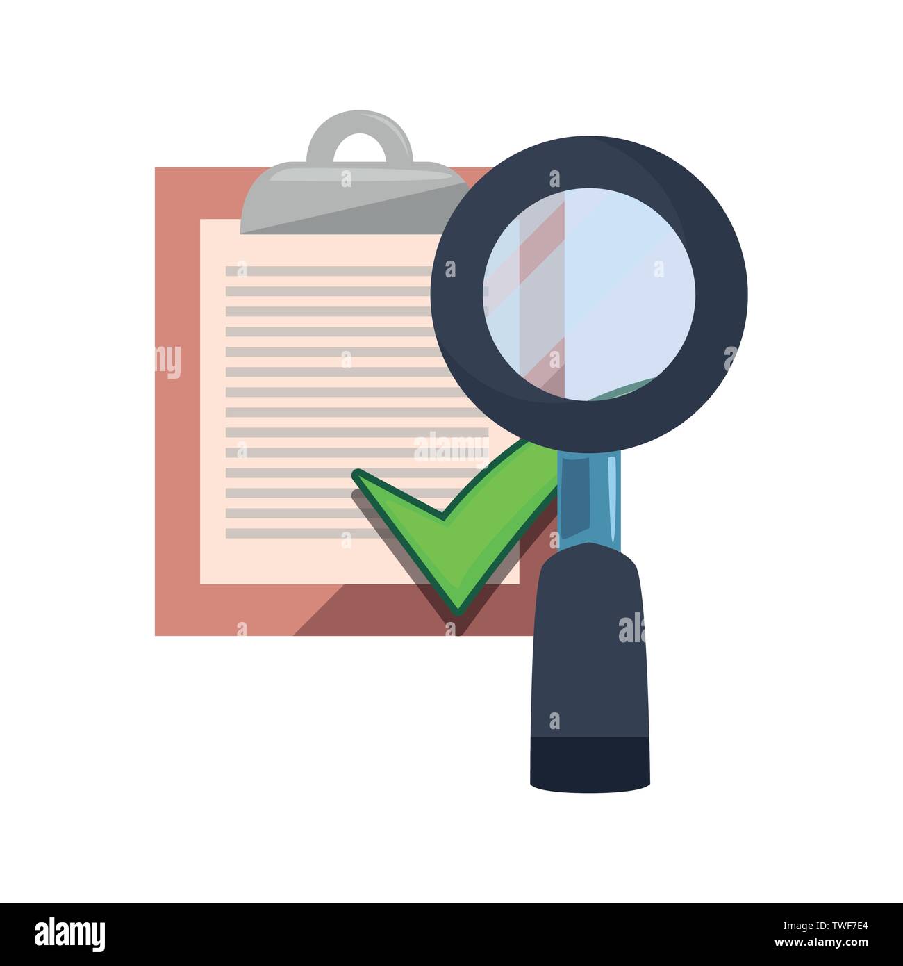 clipboard check mark magnifiying glass icon vector illustration Stock ...