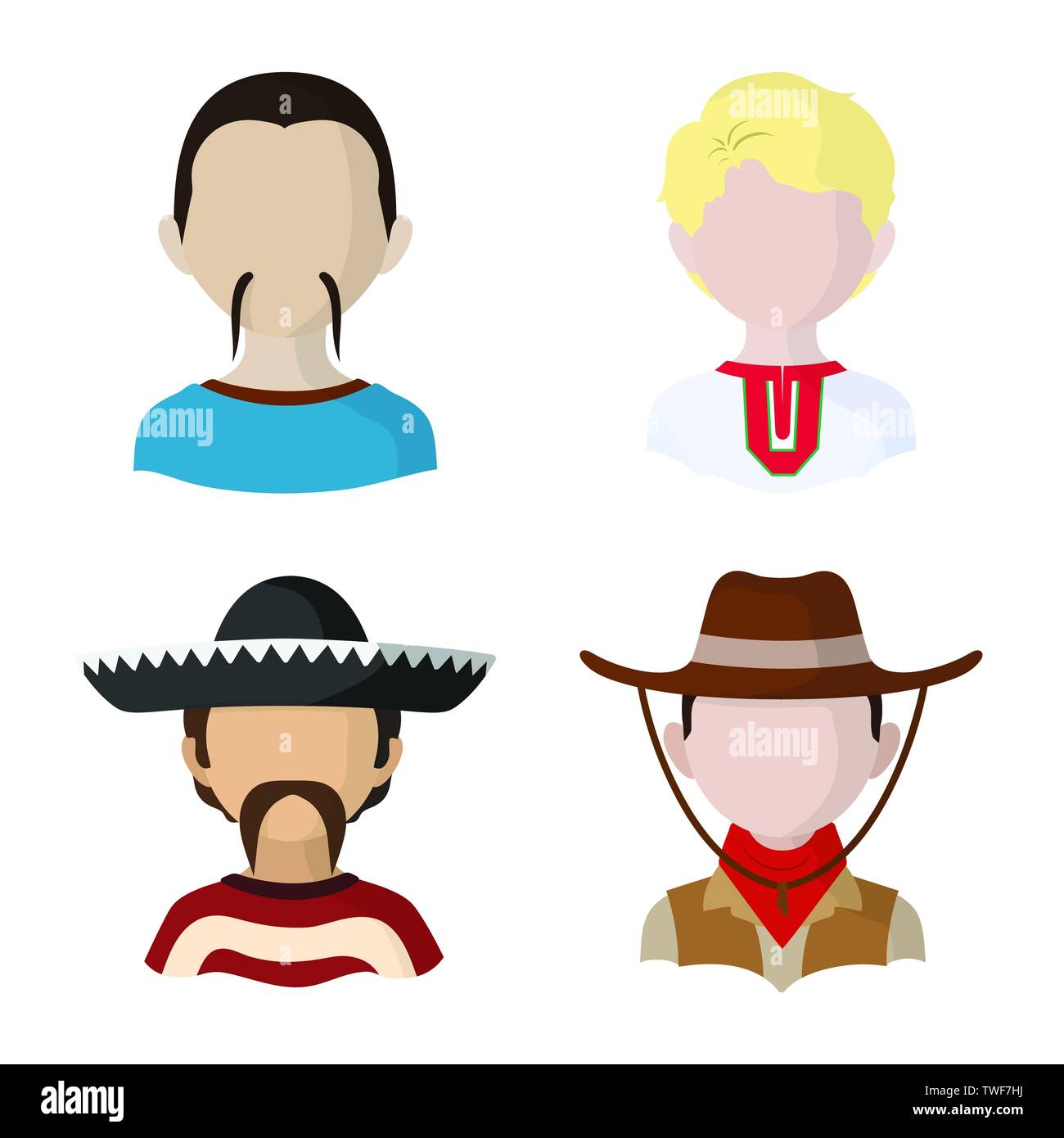 Vector illustration of nation and race symbol. Set of nation and user ... Vector illustration of nation and race symbol. Set of nation and user ...
