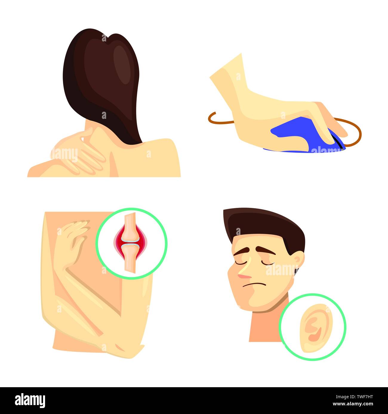 Isolated object of pain and disease symbol. Collection of pain and ...