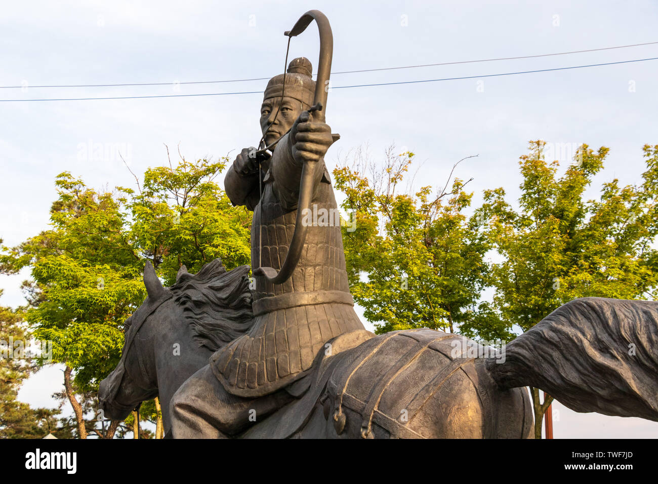 Details of Monument of King Gyeongdeok sitting on his horse and ...