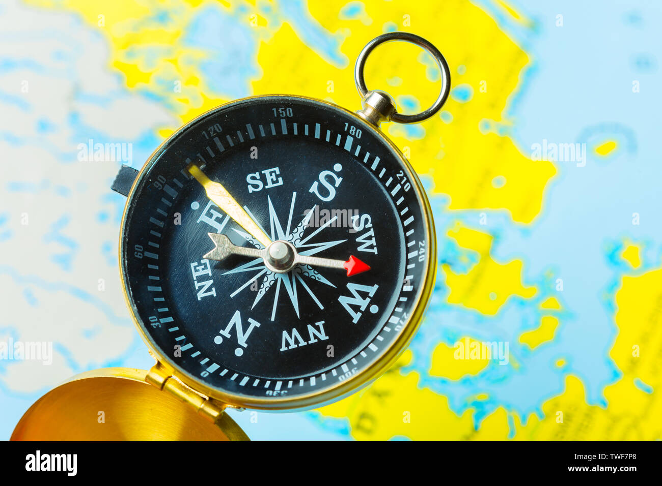 compass on map background travel Stock Photo - Alamy