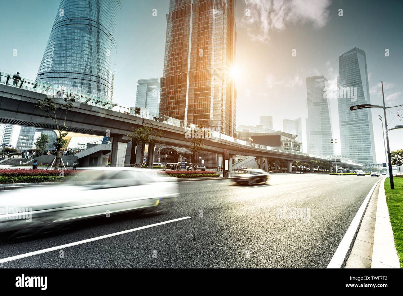 urban road and modern city skyline Stock Photo - Alamy
