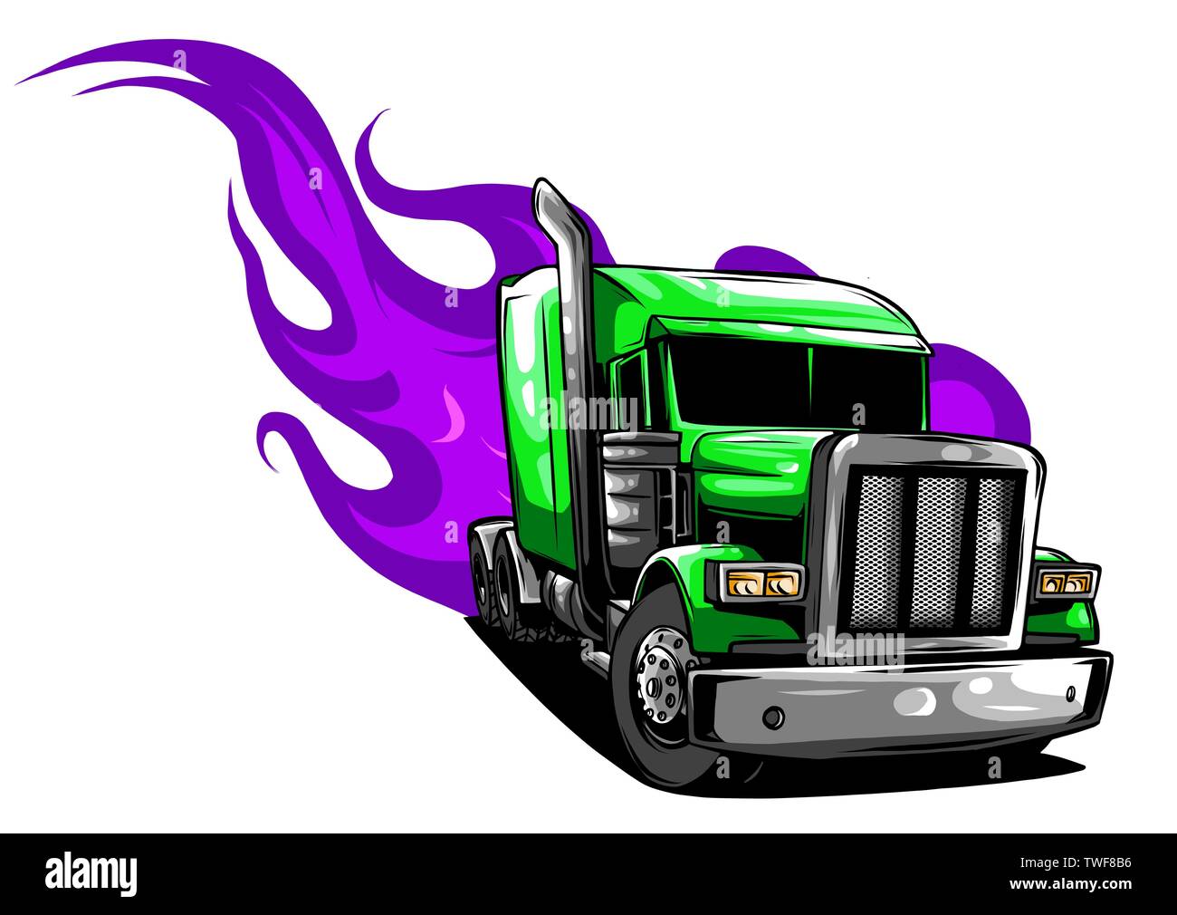 Vector Cartoon Semi Truck. vector illustration design Stock Vector ...