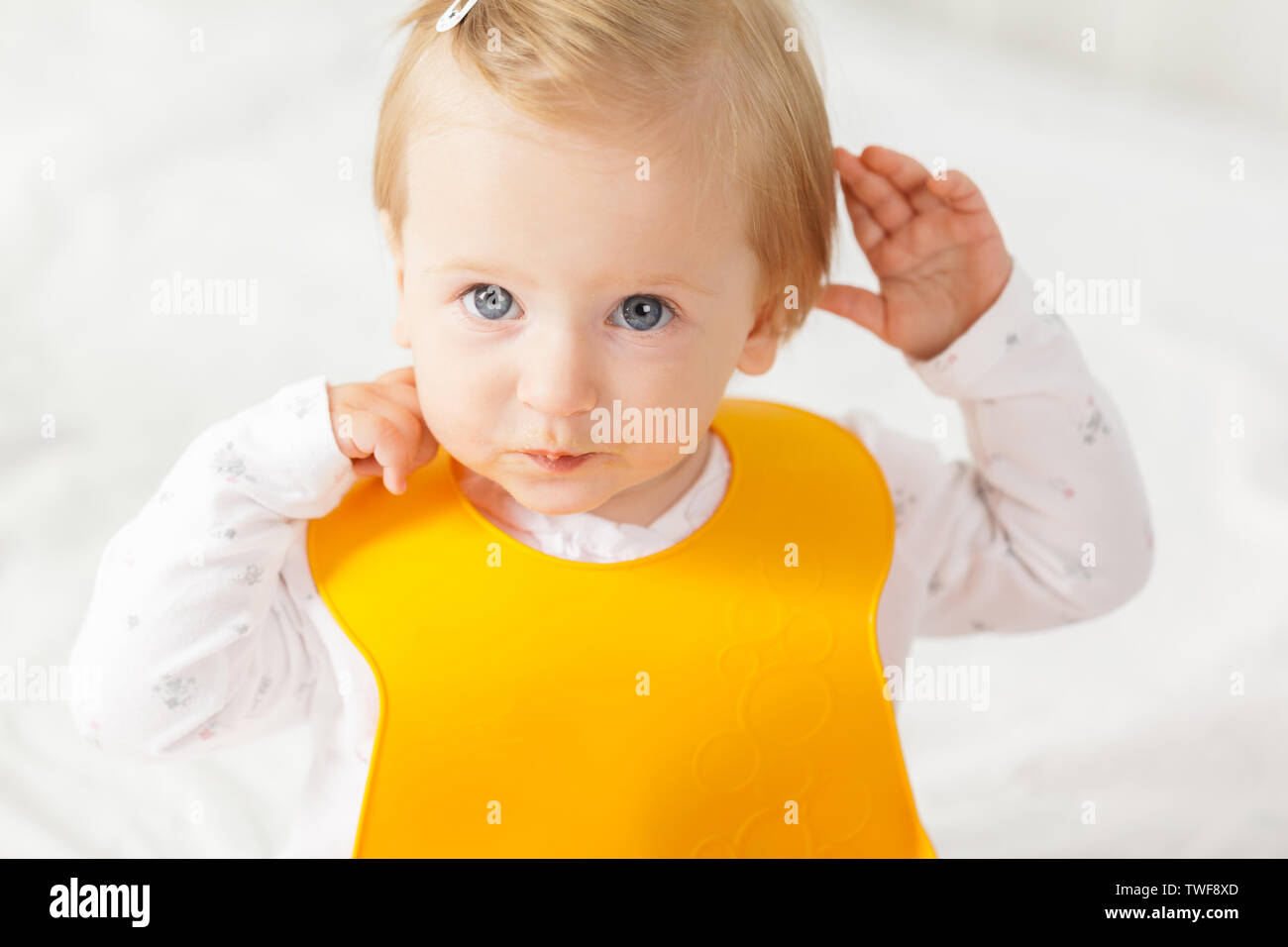 Adorable caucasian baby girl portrait Stock Photo - Alamy