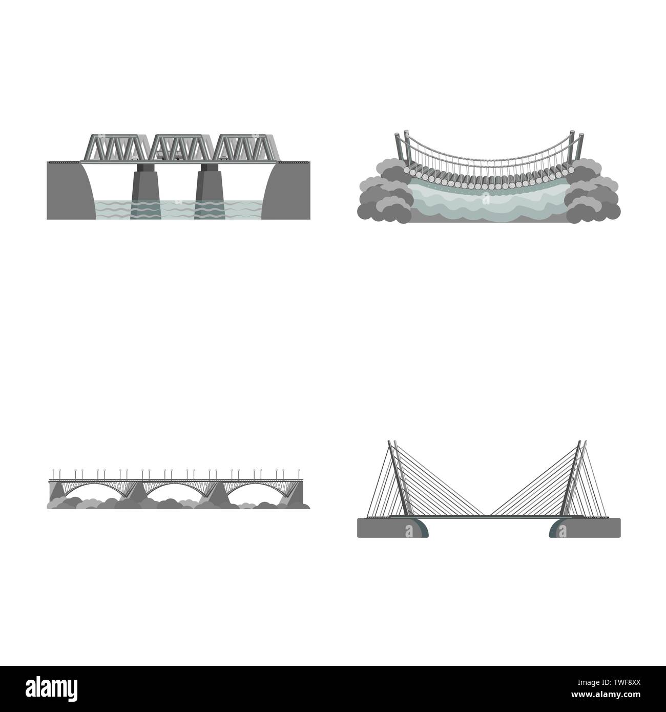 Bridge railway mounted modern Black and White Stock Photos & Images - Alamy