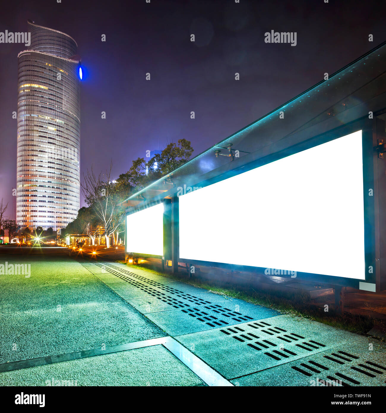 Billboard in the roadside at night Stock Photo - Alamy