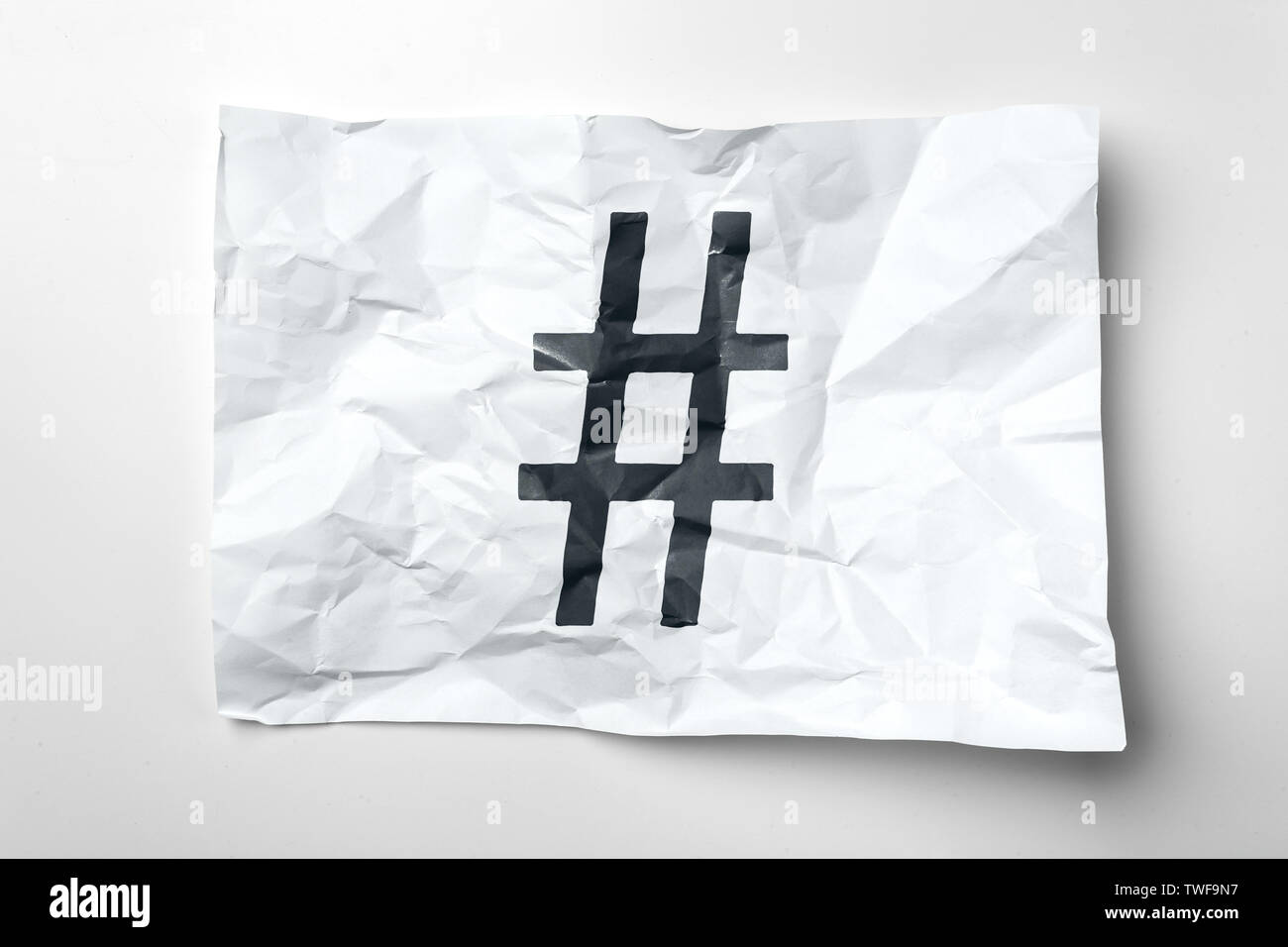 Hashtag sign on a crumpled paper Stock Photo - Alamy