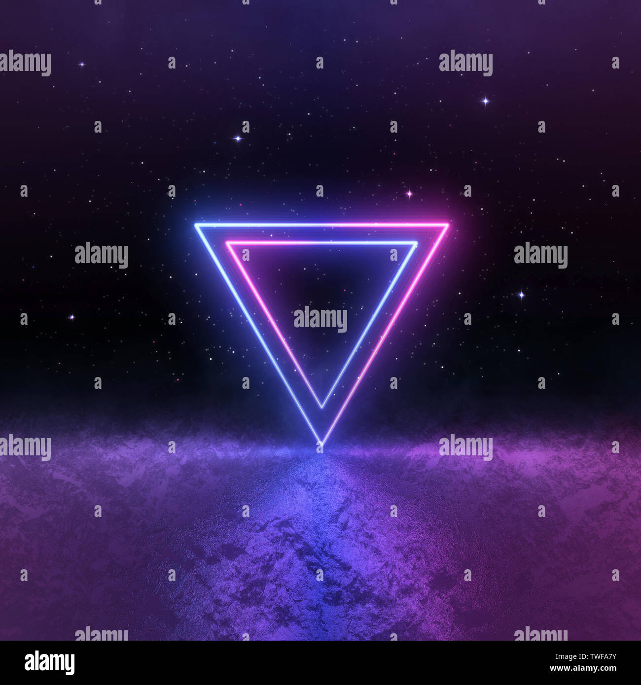 Sci Fi pink blue neon light, energy source, 3d render, abstract ...