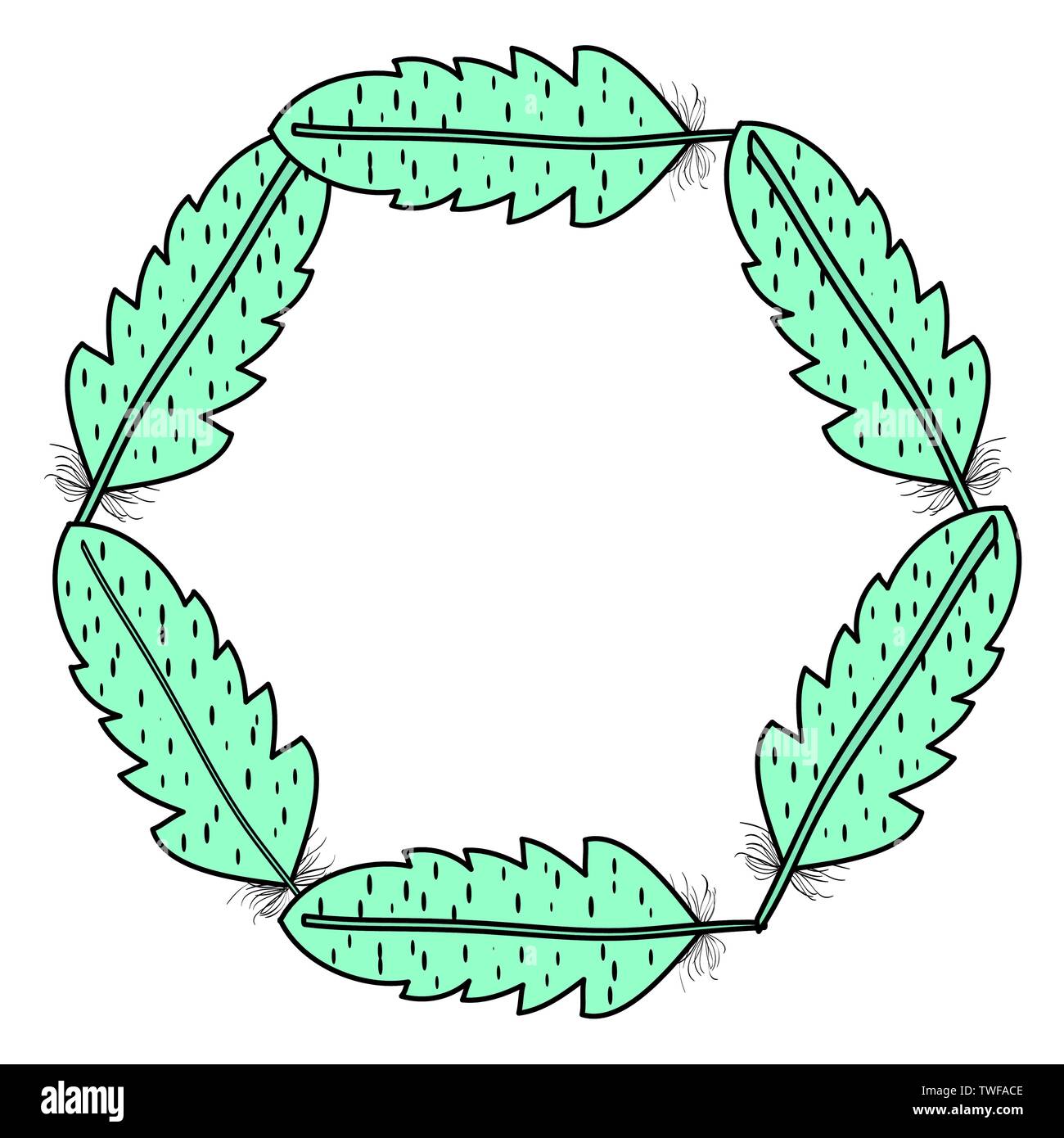 circular bohemian frame with feathers vector illustration design Stock ...