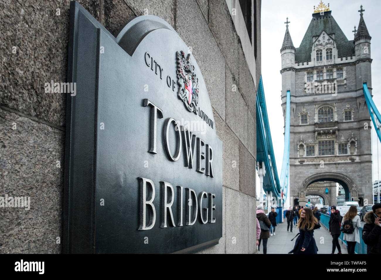 Sign on tower bridge hi-res stock photography and images - Alamy