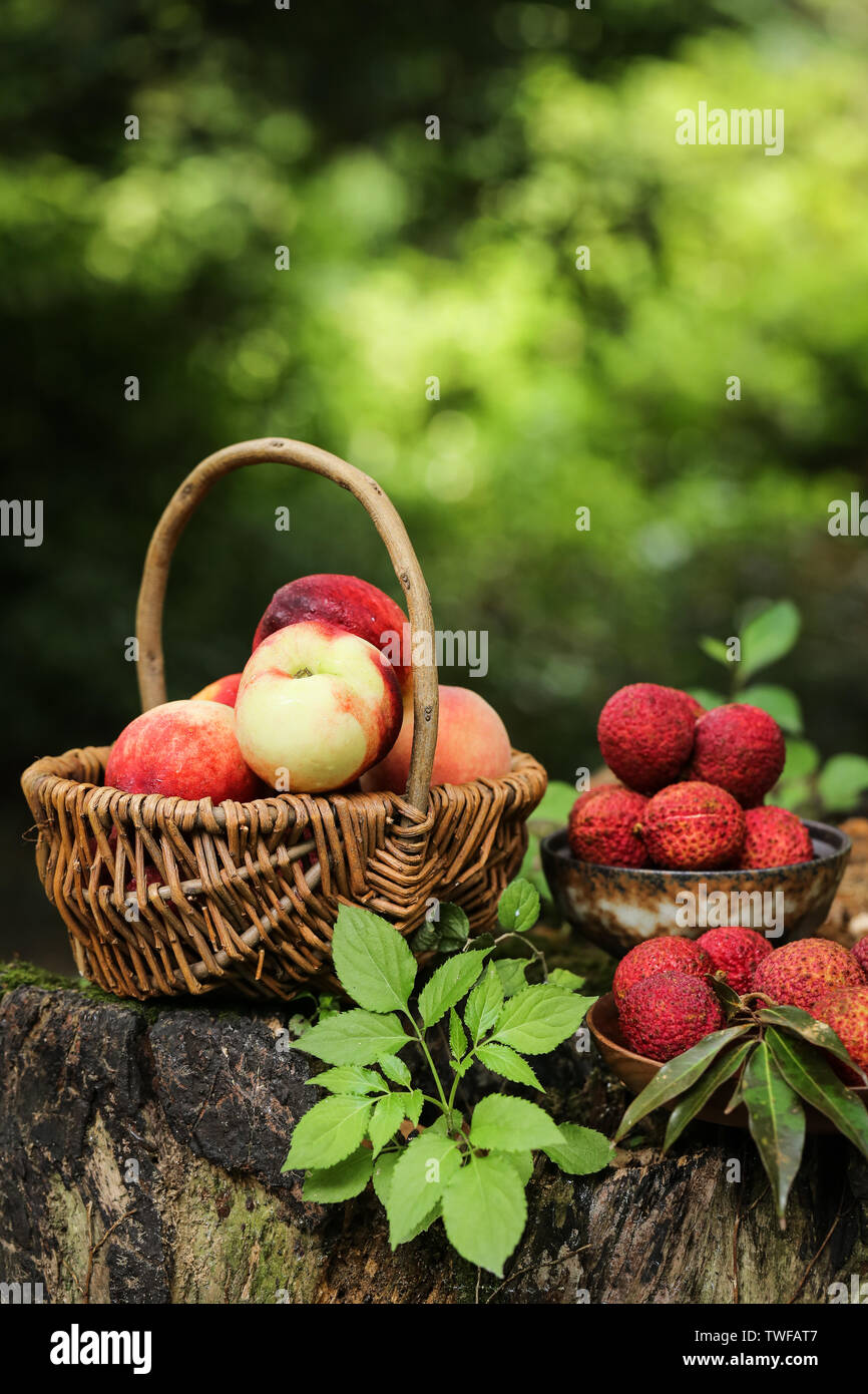 Peach and lychee Stock Photo - Alamy