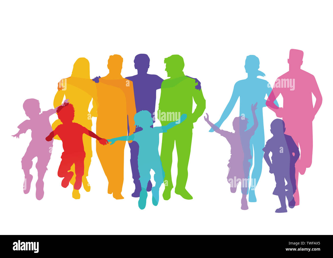 Families with children, parents and friends are having fun Stock Photo ...