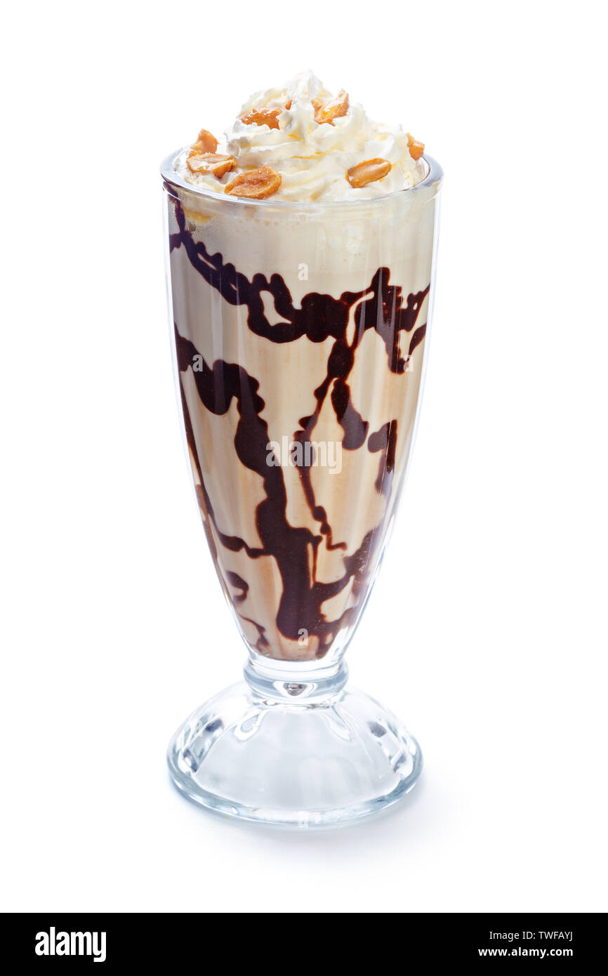 Milk shake cocktail isolated on white background Stock Photo - Alamy
