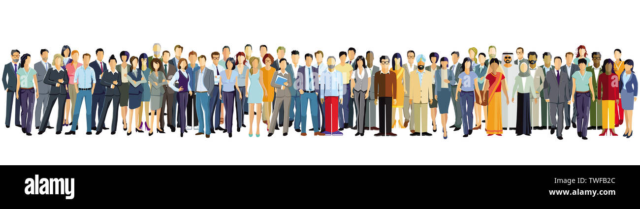 Large group of people on white background Stock Photo - Alamy