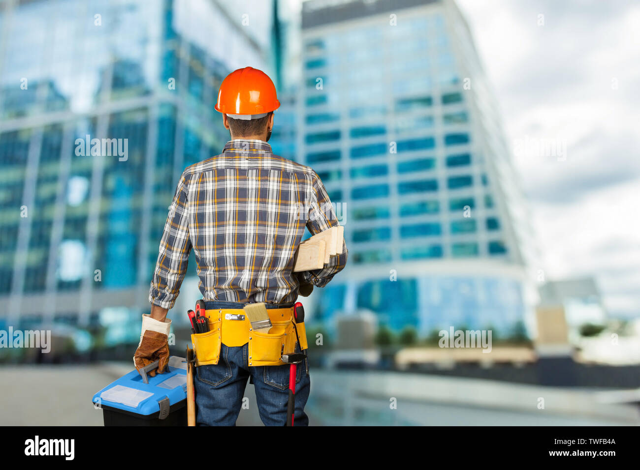 Construction Worker On Building Site Stock Photo - Alamy