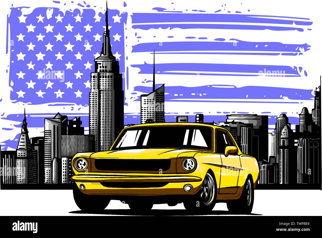 vector graphic design illustration of an American muscle car Stock ...