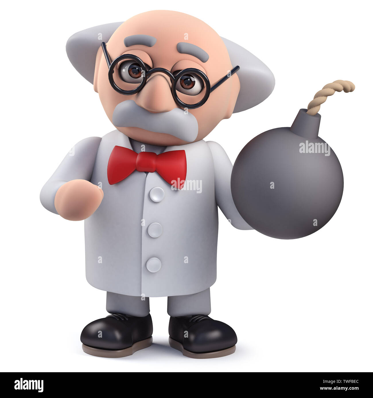 Render of a 3d scientist character holding a bomb Stock Photo - Alamy