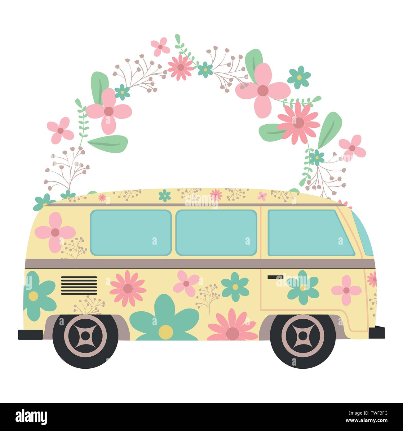 Painted hippie van bus Stock Vector Images - Alamy