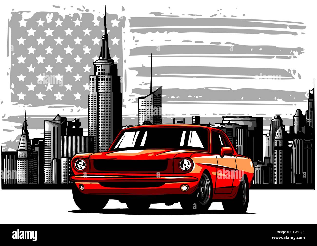 American muscle car flag Stock Vector Images - Alamy