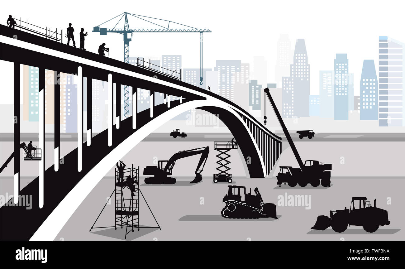 Bridge construction in the big city Stock Photo - Alamy