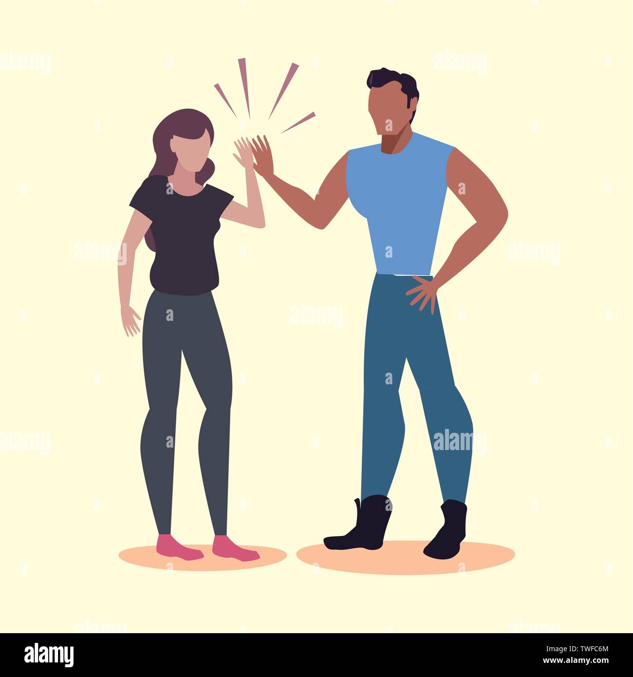 high five man and woman character vector illustration Stock Vector ...