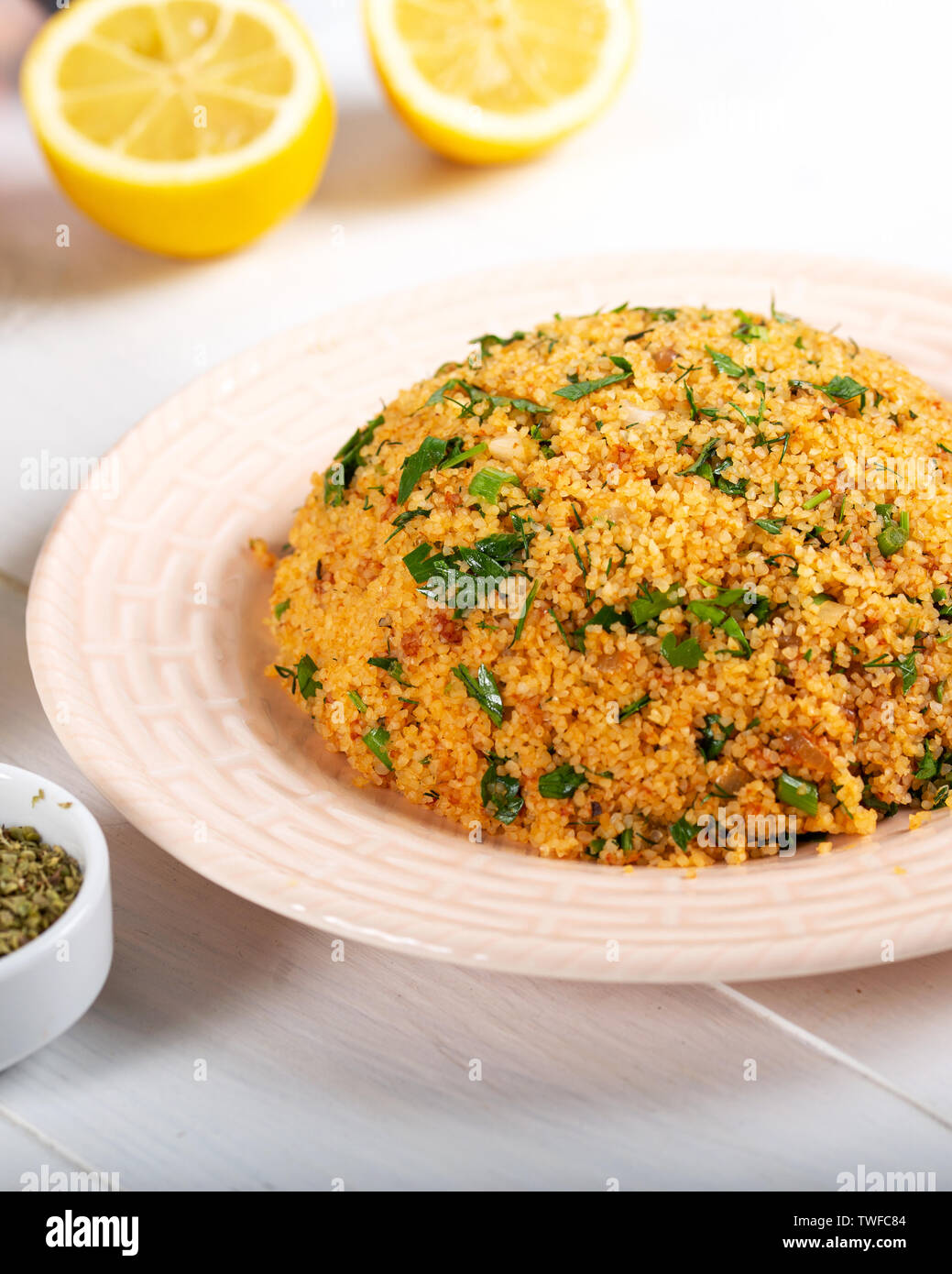Traditional turkish food bulgur salad Stock Photo - Alamy