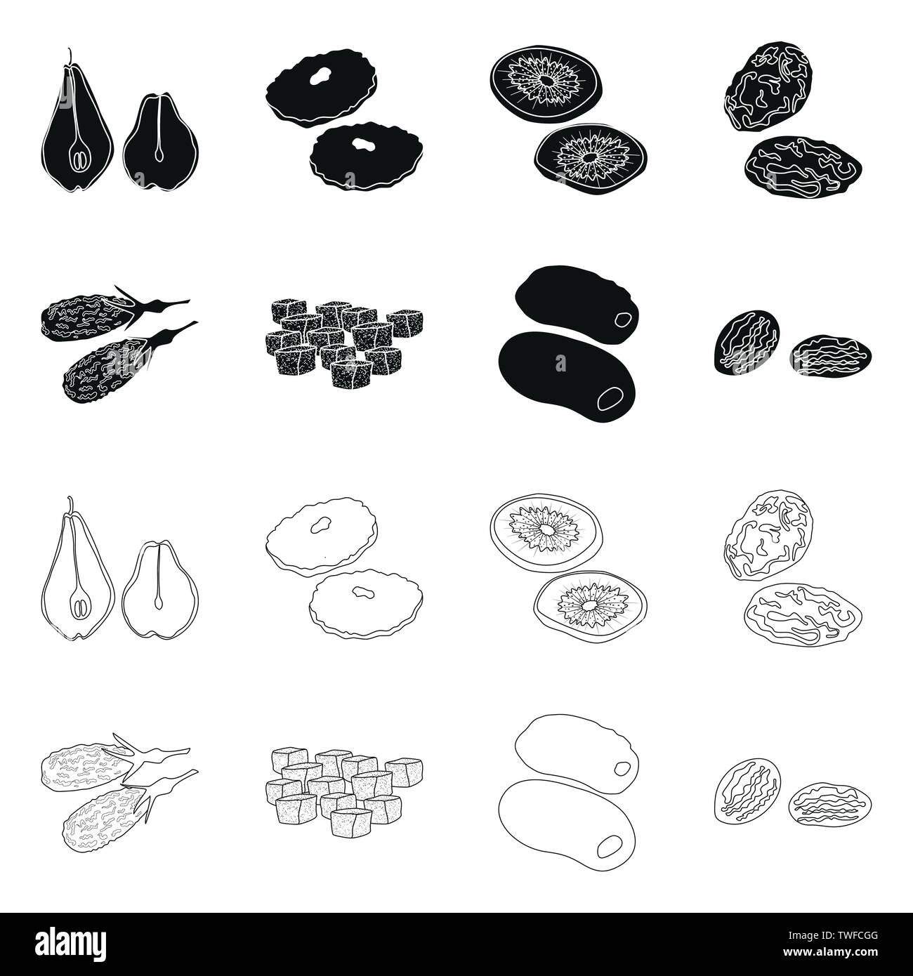 Vector design of food and raw icon. Collection of food and nature stock ...
