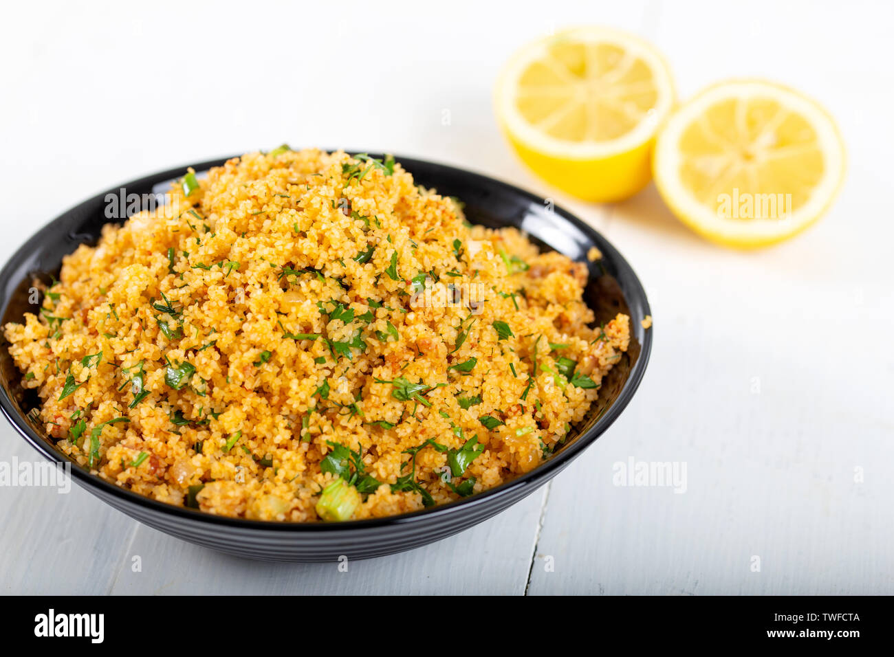 Traditional turkish food bulgur salad Stock Photo - Alamy