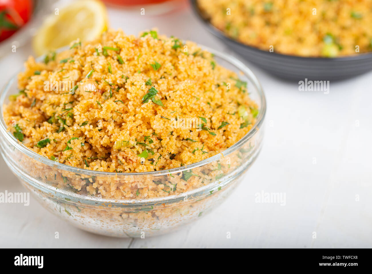 Traditional turkish food bulgur salad Stock Photo - Alamy