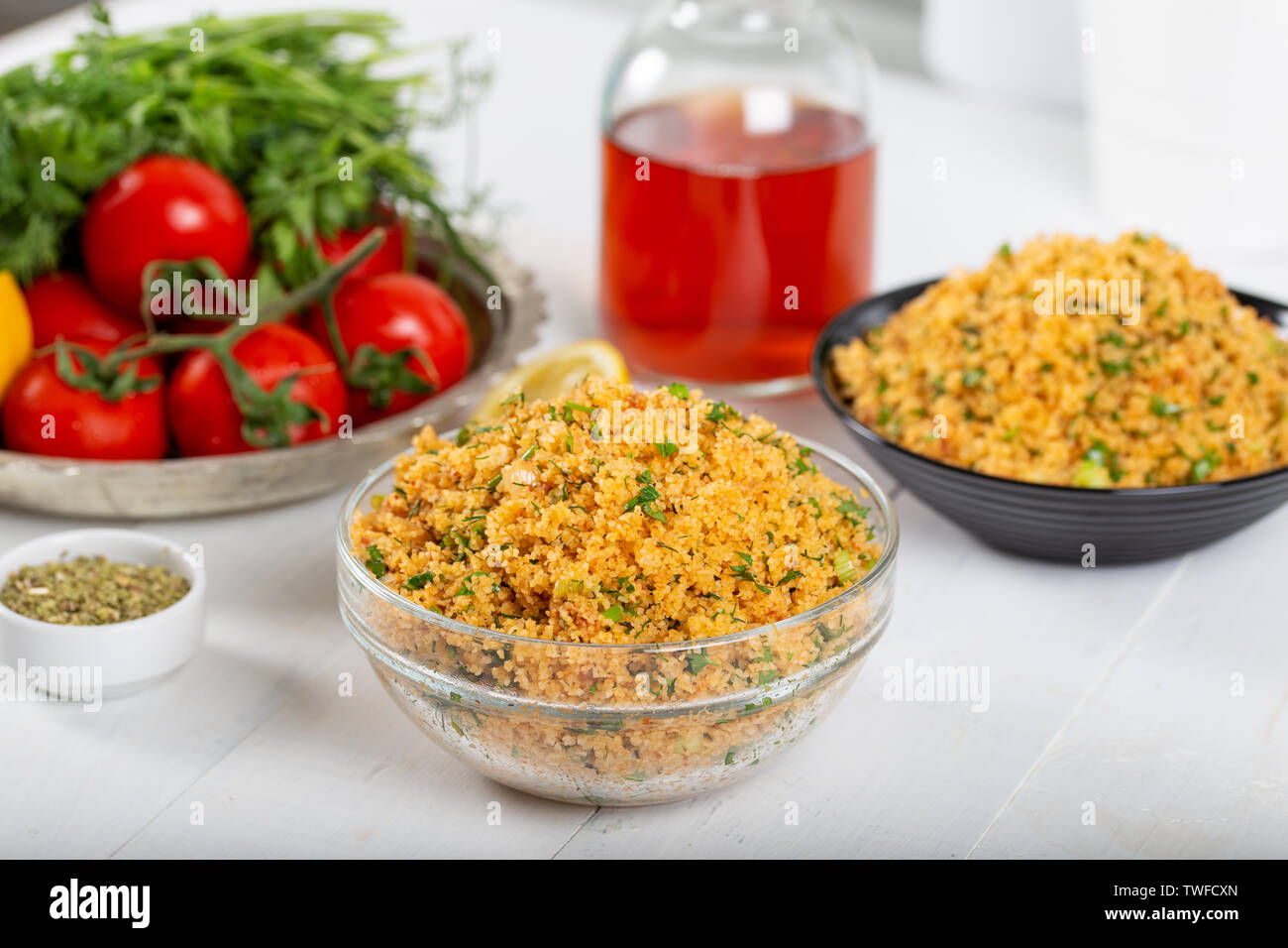 Traditional turkish food bulgur salad Stock Photo - Alamy