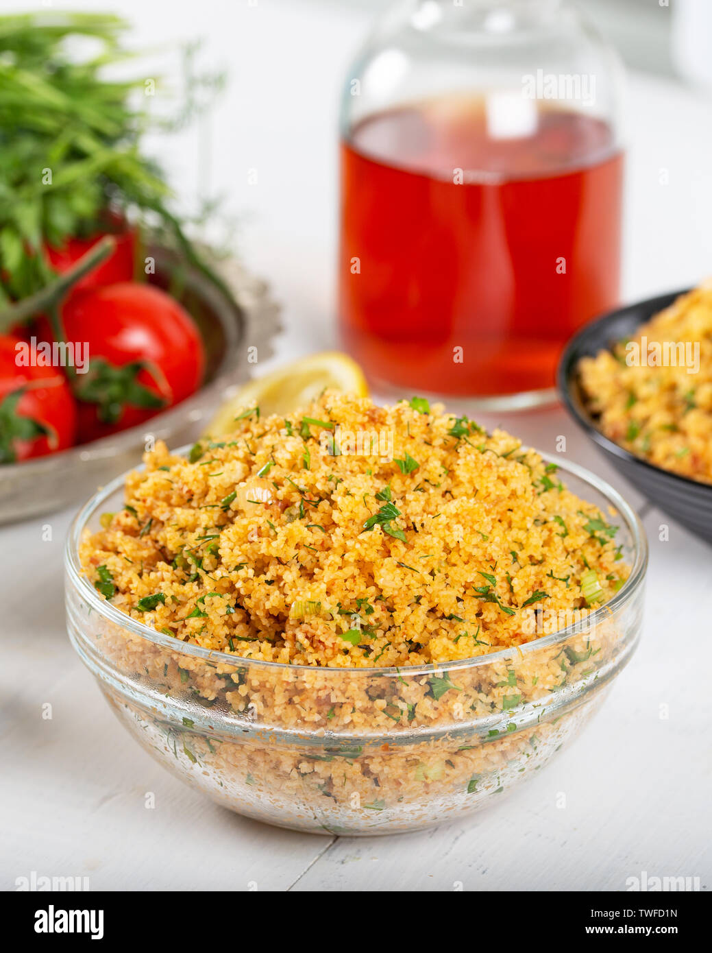 Traditional turkish food bulgur salad Stock Photo - Alamy
