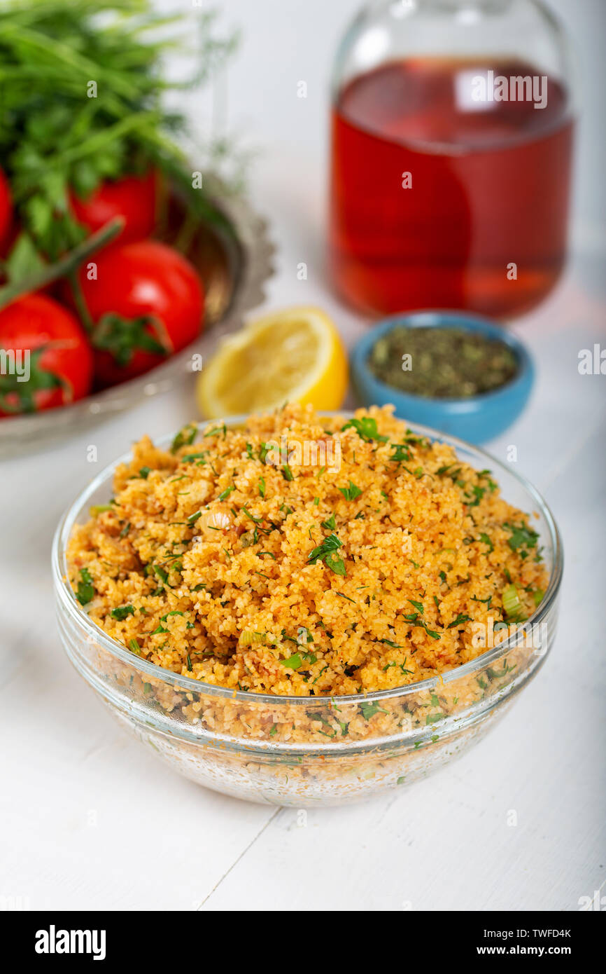 Traditional turkish food bulgur salad Stock Photo - Alamy