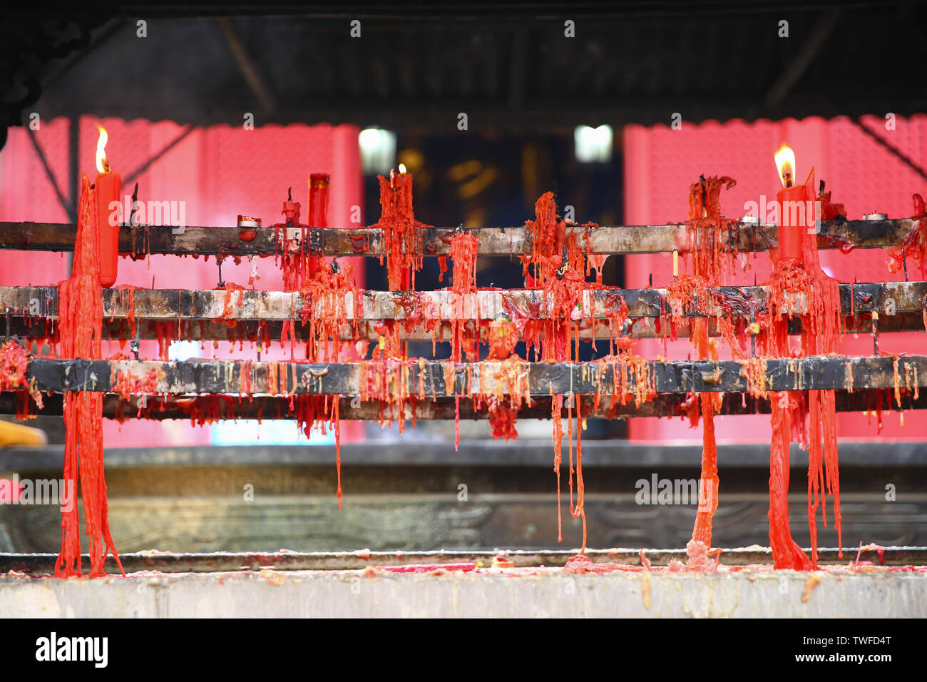 Temple candles pray for blessings, burning temples Stock Photo - Alamy
