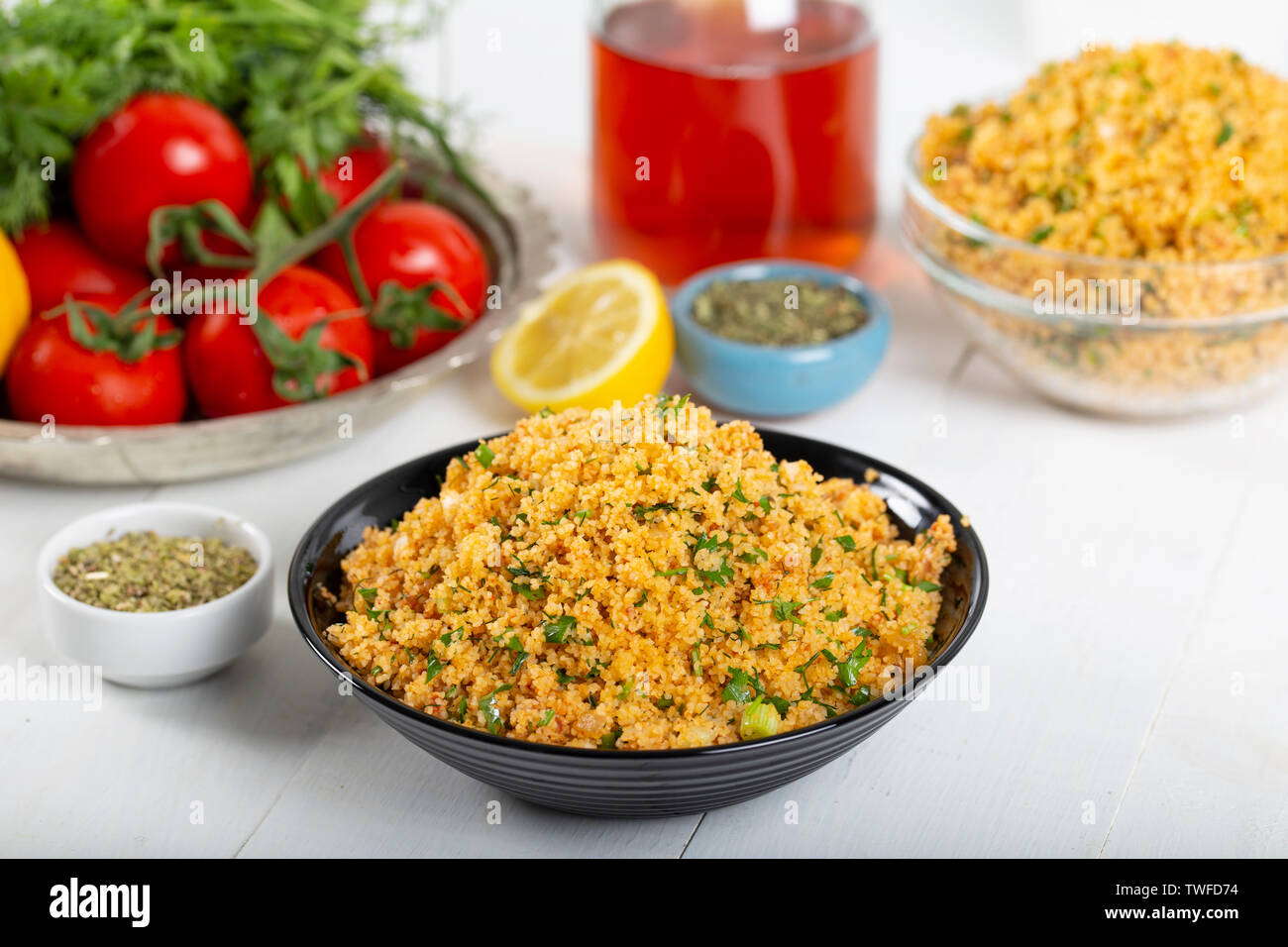 Traditional turkish food bulgur salad Stock Photo - Alamy