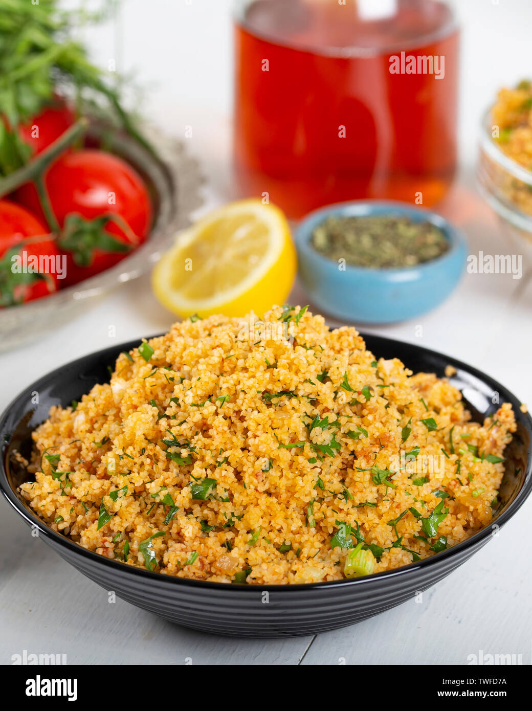 Traditional turkish food bulgur salad Stock Photo - Alamy