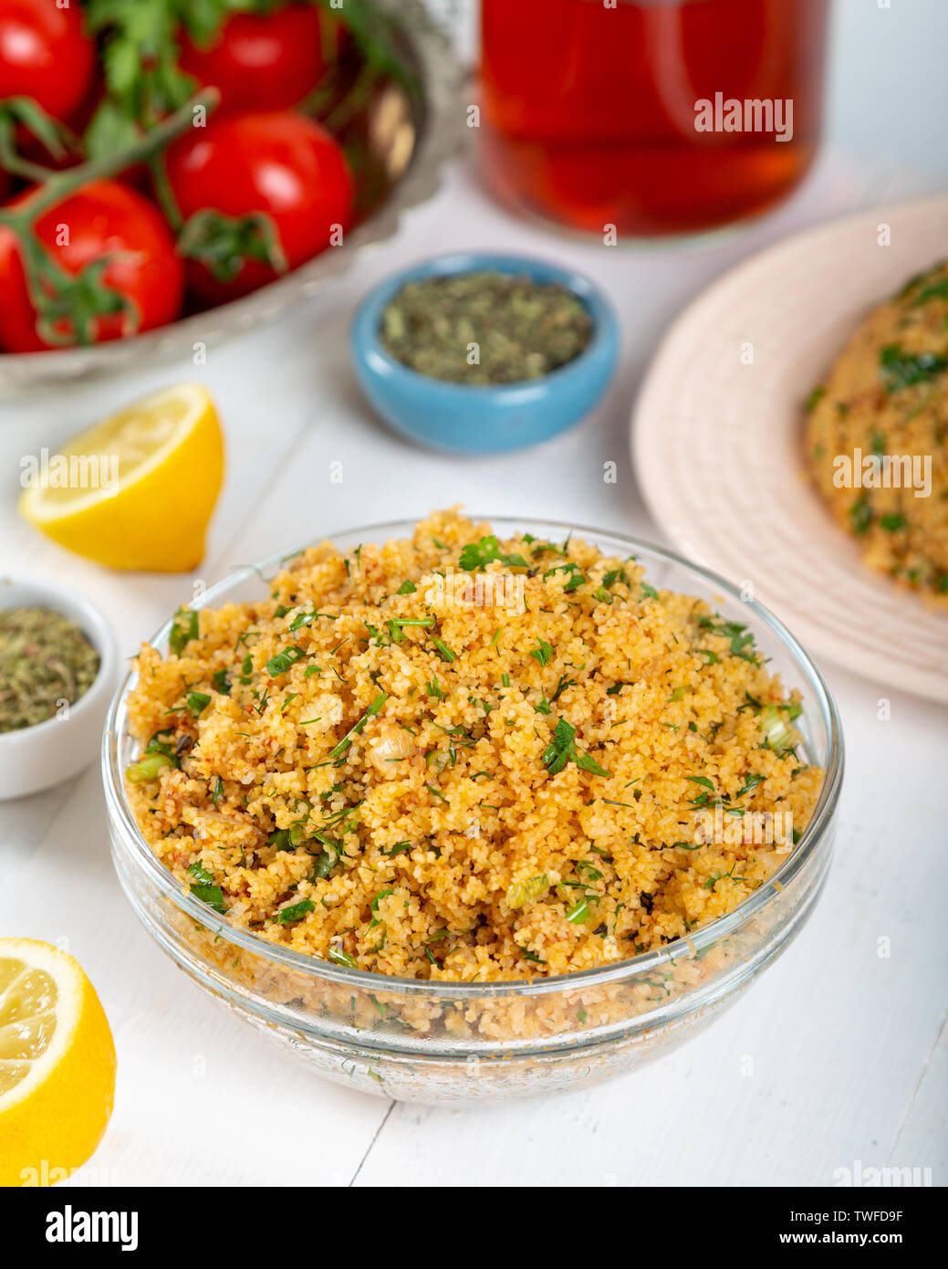 Traditional turkish food bulgur salad Stock Photo - Alamy