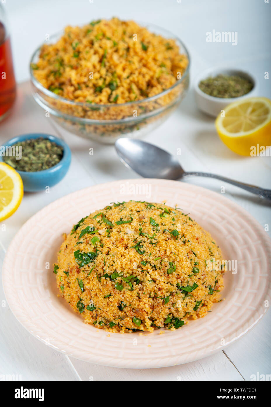 Traditional turkish food bulgur salad Stock Photo - Alamy